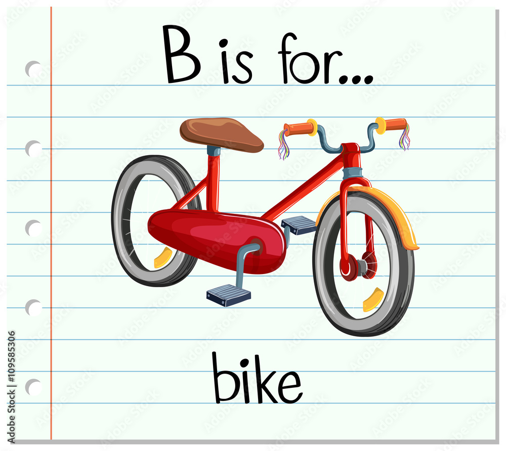 Flashcard letter B is for bike Stock Vector | Adobe Stock