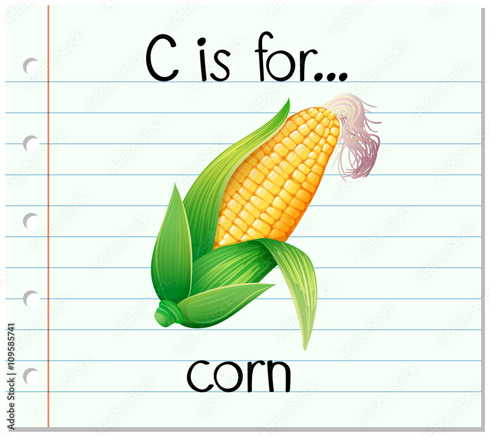 Flashcard alphabet c is for corn Stock Vector | Adobe Stock