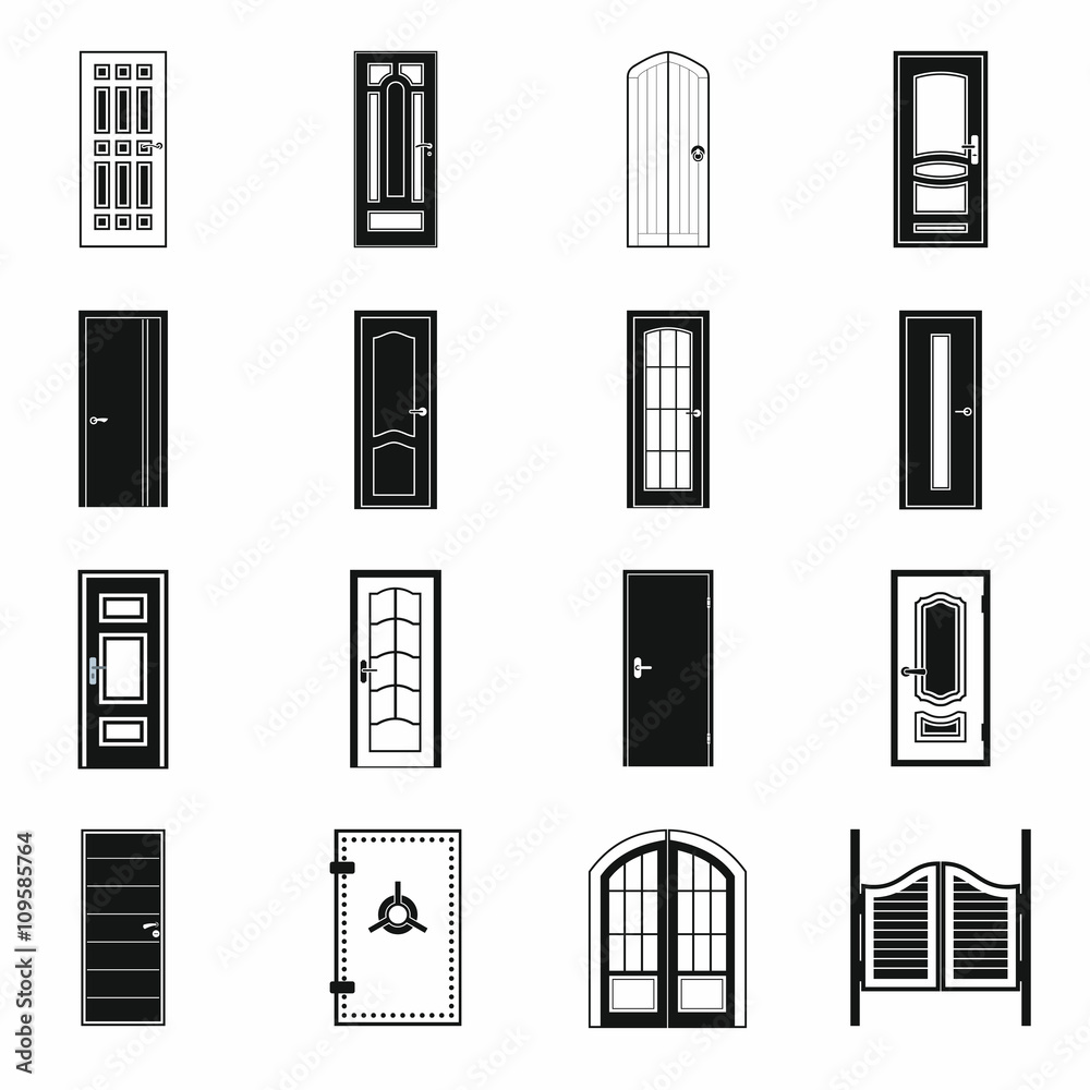 Doors icons set, simple style Stock Vector | Adobe Stock