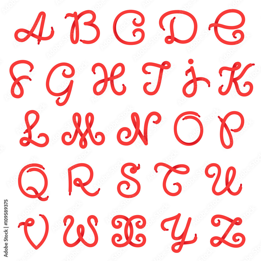 Shoe lace alphabet letters Stock Vector | Adobe Stock