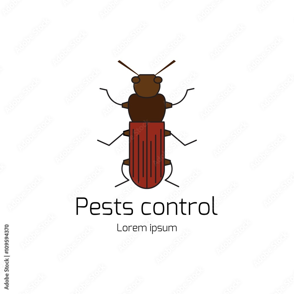 Pests control. Domestic insect pests. Thin line symbols of bug ...