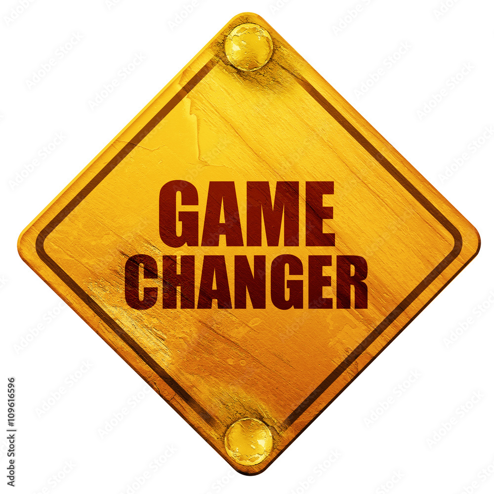 game changer, 3D rendering, isolated grunge yellow road sign Stock ...