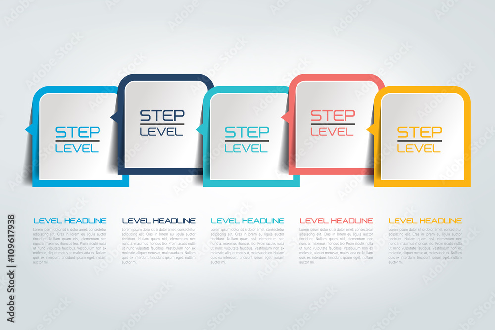 Five steps infographics report, template, chart, scheme. Vector. Stock ...
