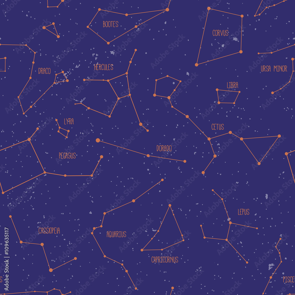Constellations on light-blue background. Seamless pattern. Stock Vector ...