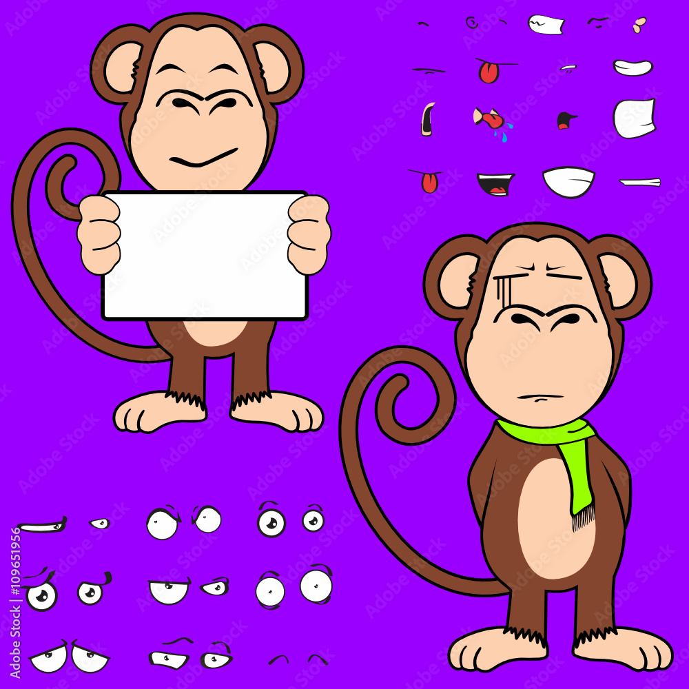 monkey cartoon expressions set in vector format very easy to edit Stock ...