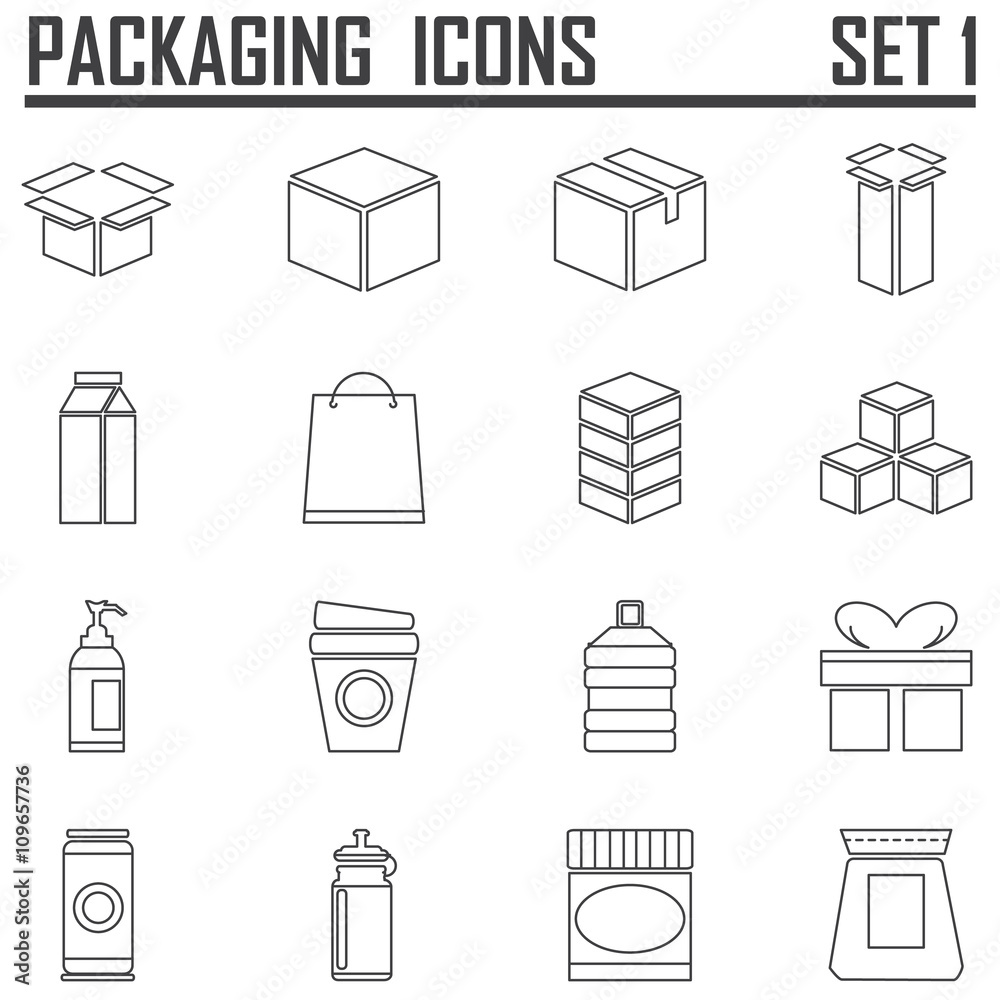 packaging line icons vector de Stock | Adobe Stock