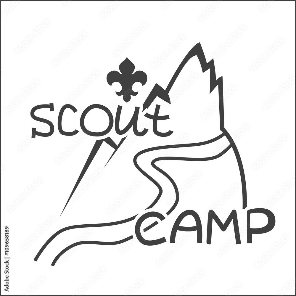 Vector emblem Scout camp Stock Vector | Adobe Stock