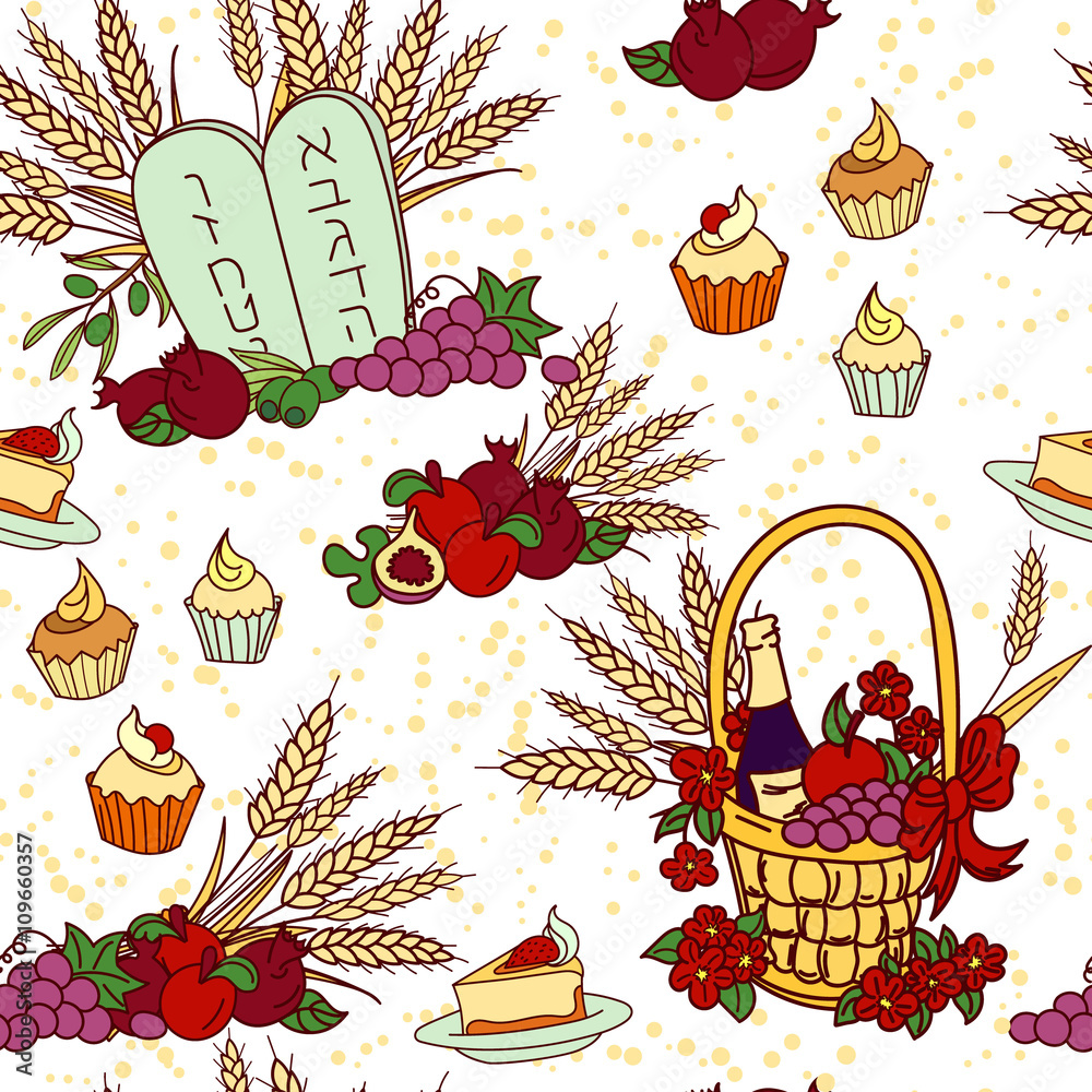 Shavuot seamless pattern background. Shavuot symbols. Vector ...