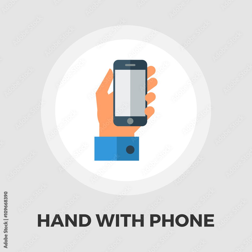 Hands holding Mobile phone flat icon Stock Vector | Adobe Stock