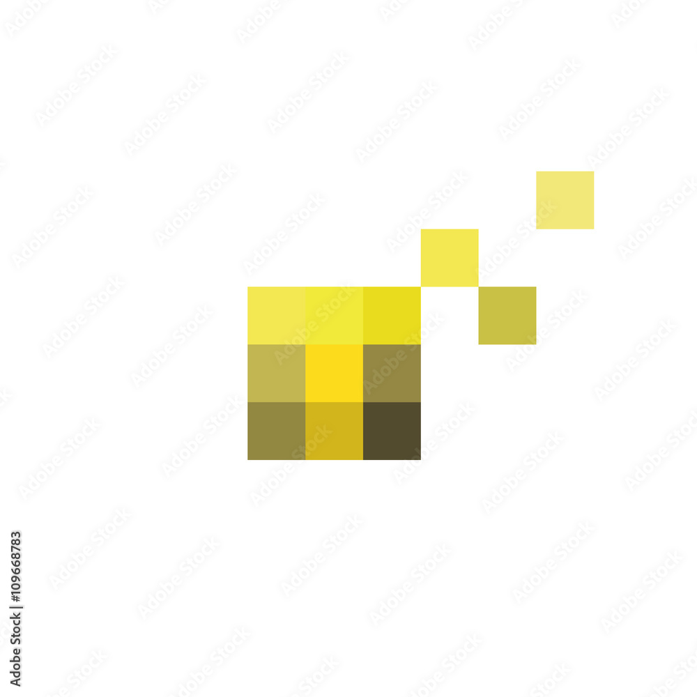 Pixel Letter T in the form of abstraction yellow vector sign into flat ...