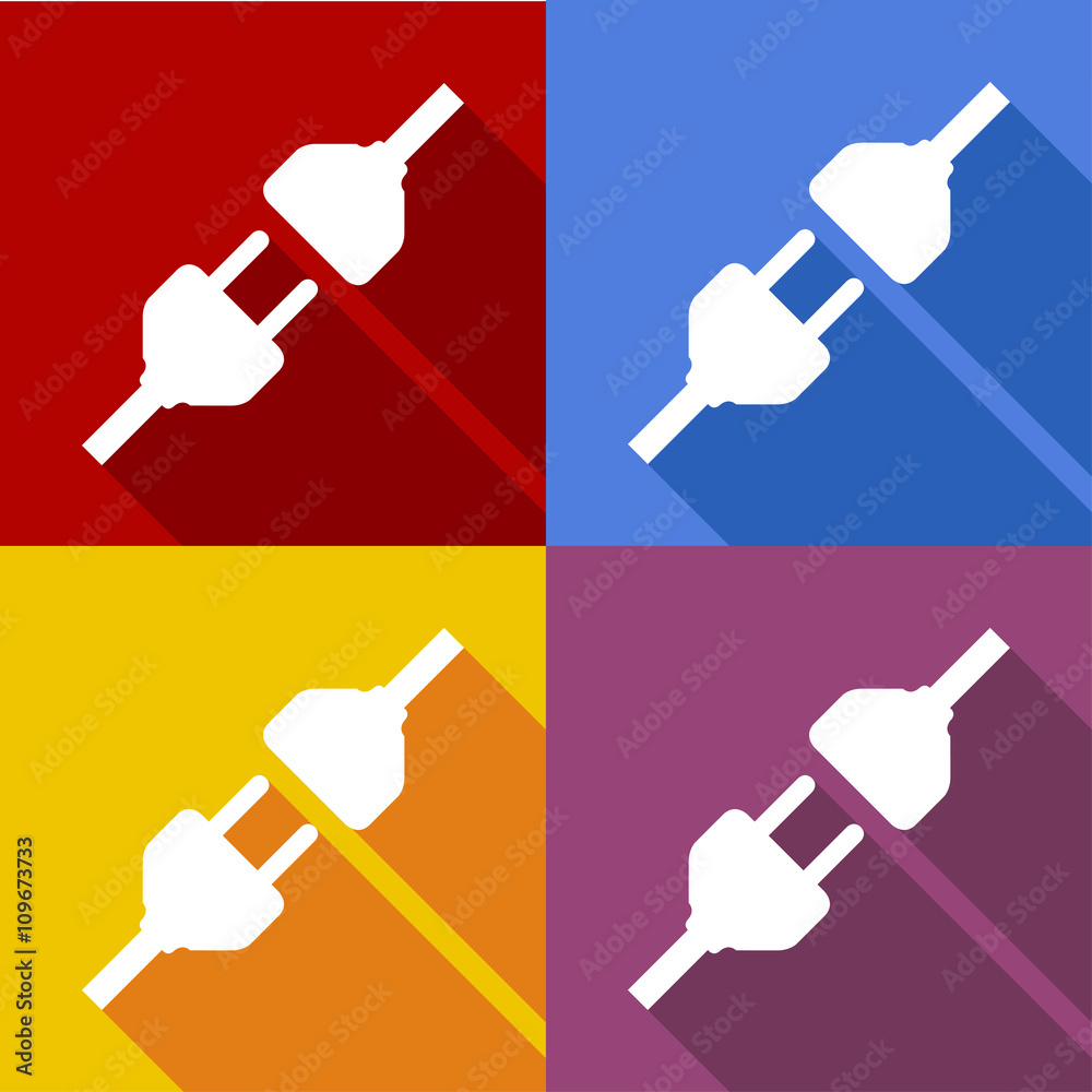 Icono plano enchufe electrico con sombra en varios colores Stock Vector ...