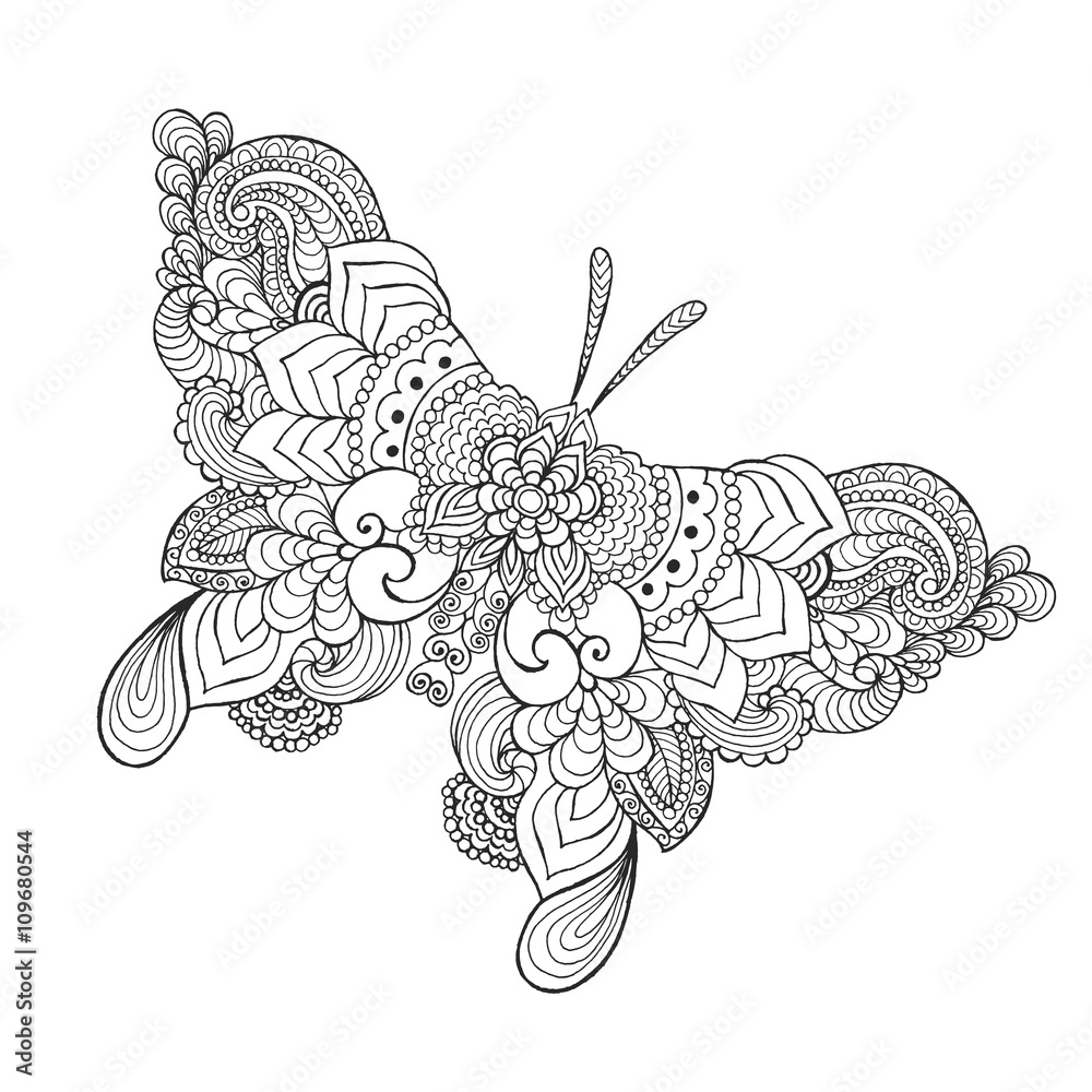 Zentangle stylized butterfly. Stock Vector | Adobe Stock