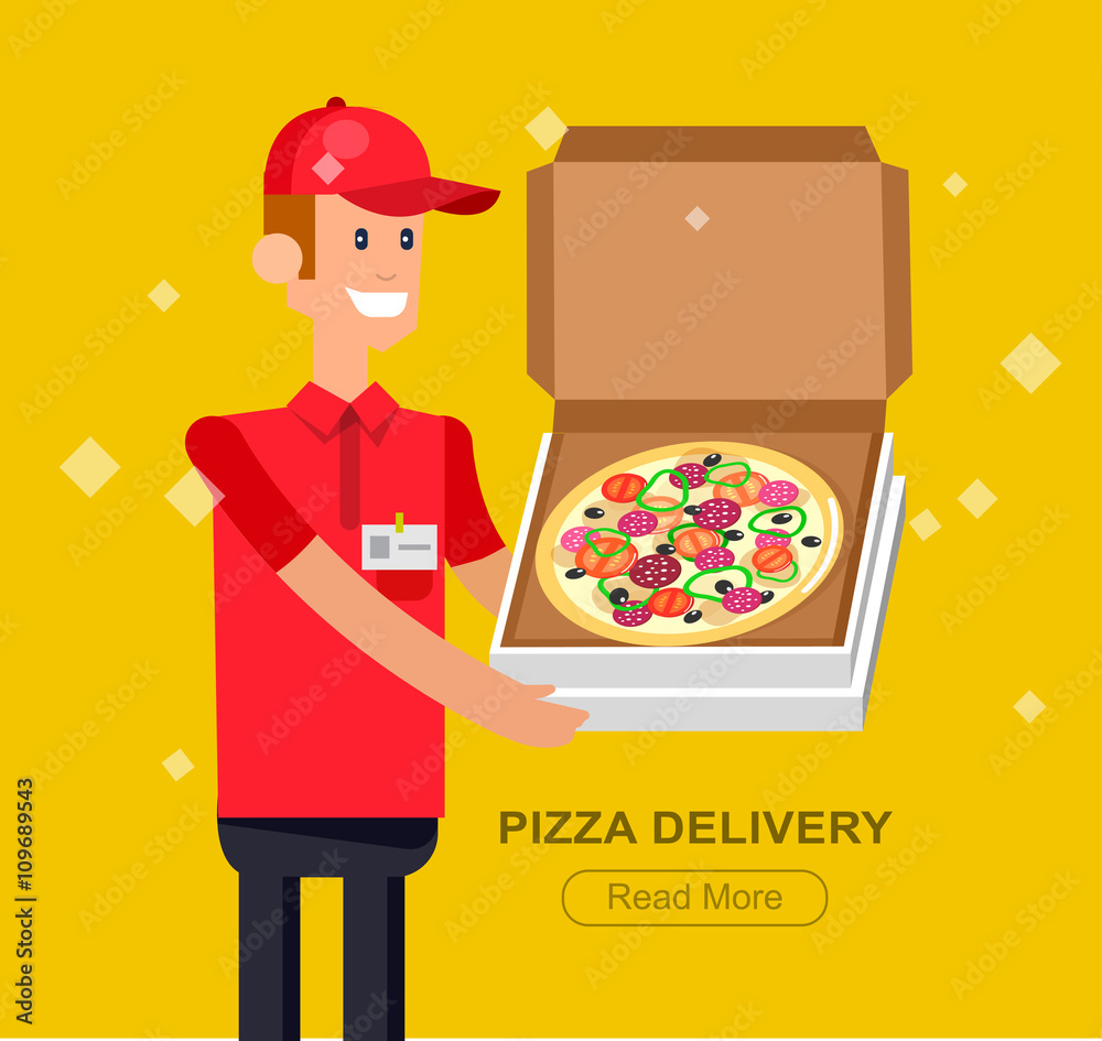 cartoon pizza delivery guy Stock Vector | Adobe Stock