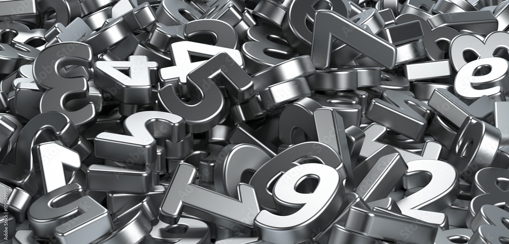 Pile of metalic figures numbers Stock Illustration | Adobe Stock