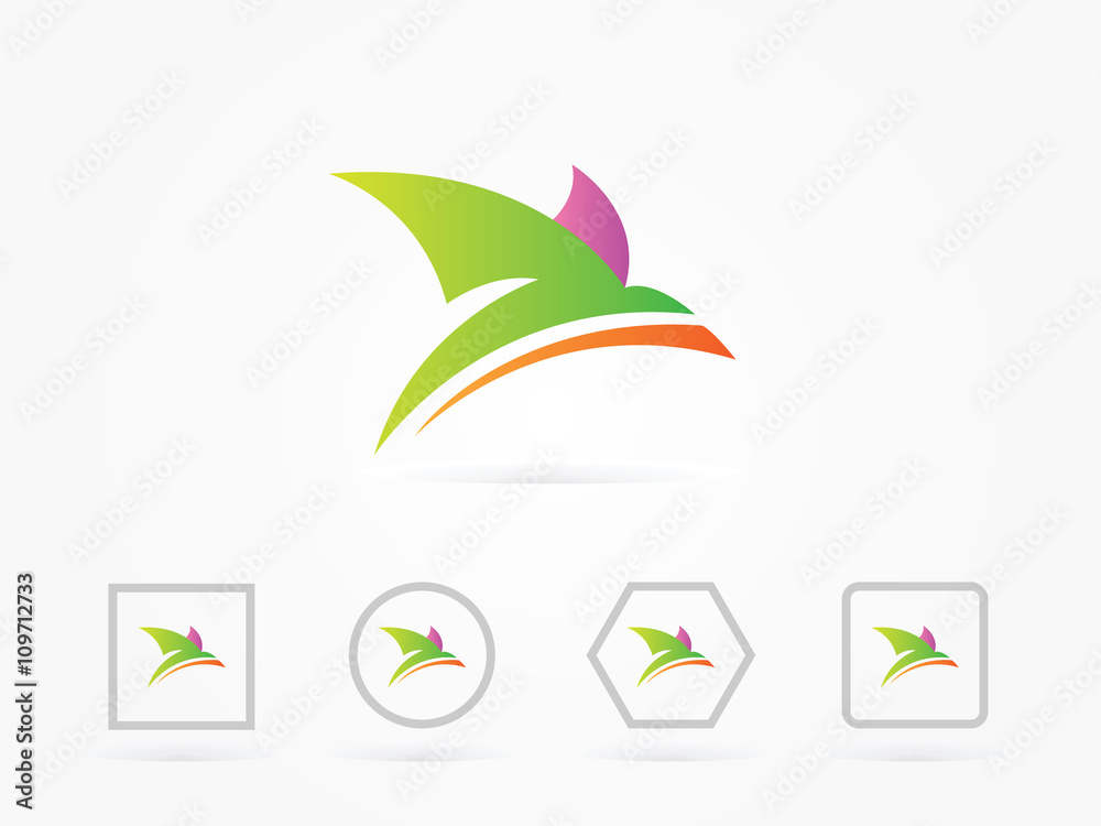 Flying Bird Logo In Circle
