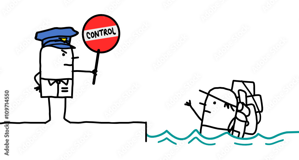 cartoon characters - police control - clandestine Stock Vector | Adobe ...