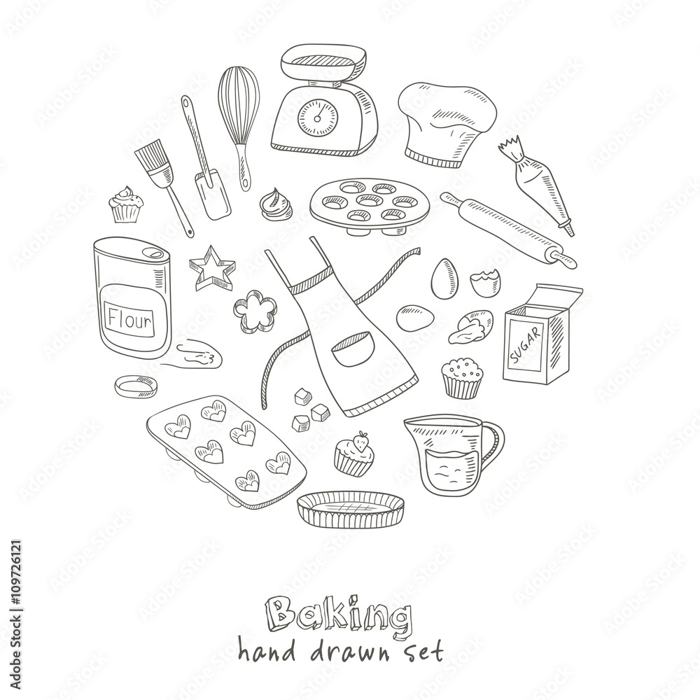 Baking Tools And Equipment Drawing