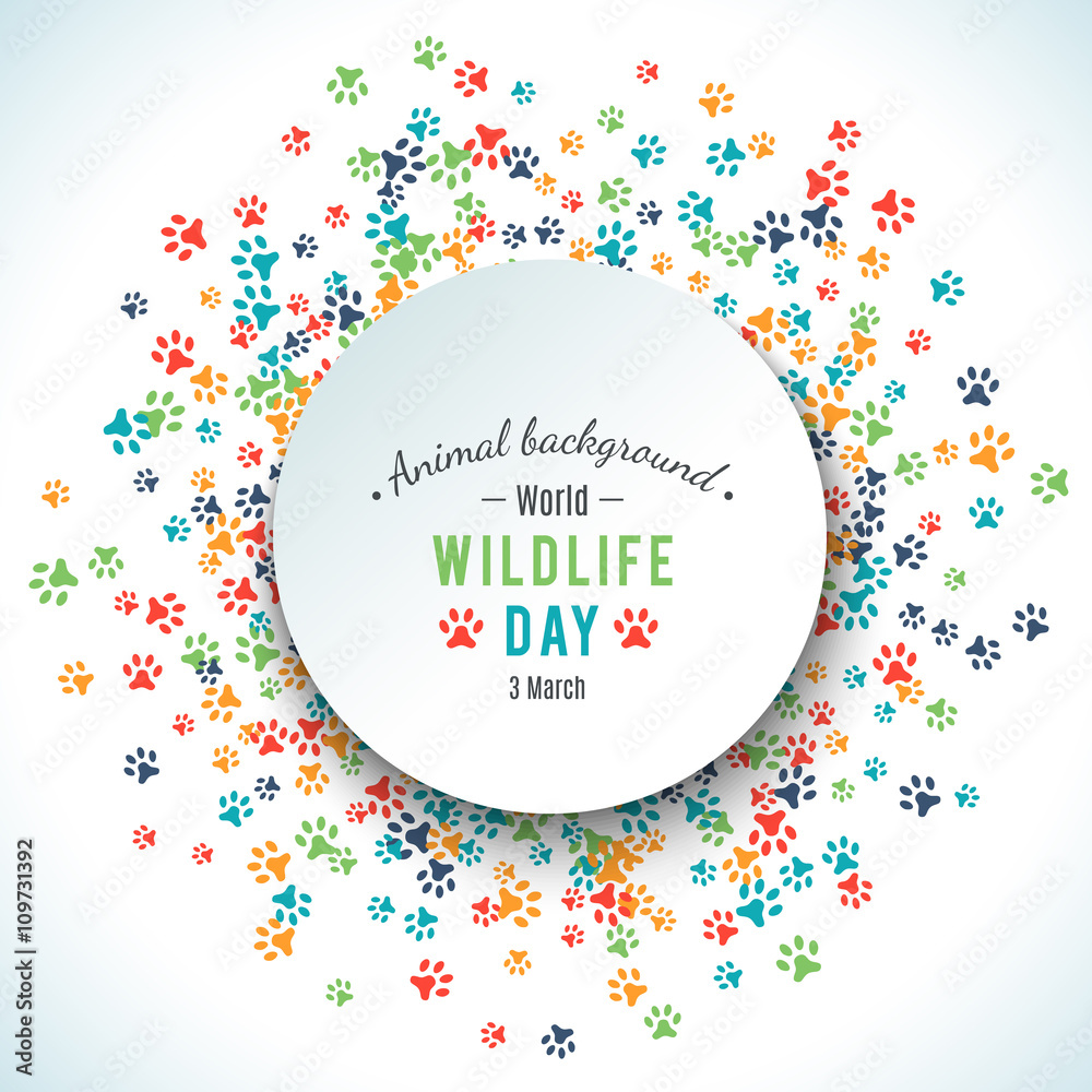 Colorful animal footprint ornament border isolated on white background ...