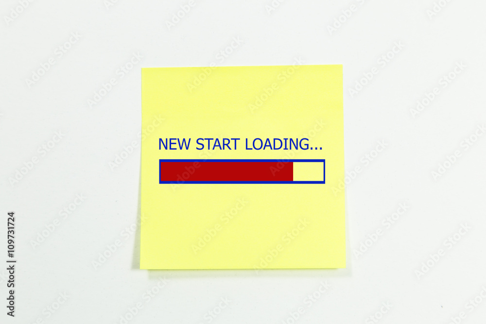 Design of progress bar, new start loading written on sticky notes ...