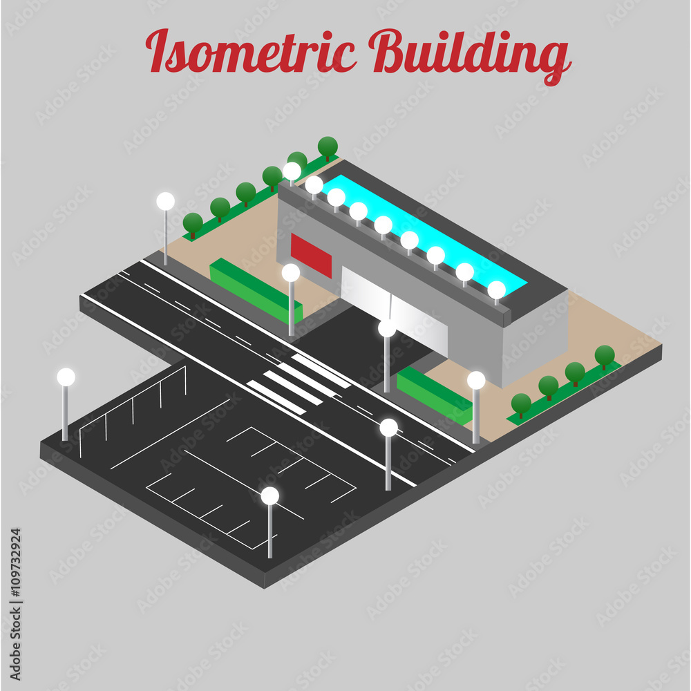 Vector isometric shopping mall building icon. Store 3d model. Stock ...