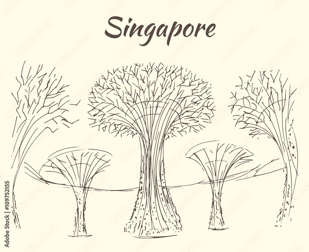 Gardens by the Bay - Singapore Stock Vector | Adobe Stock