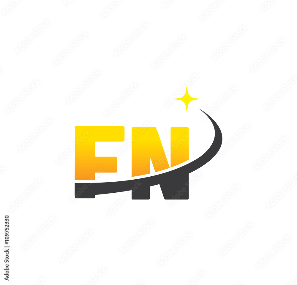 fn initial with swoosh and star Stock Vector | Adobe Stock