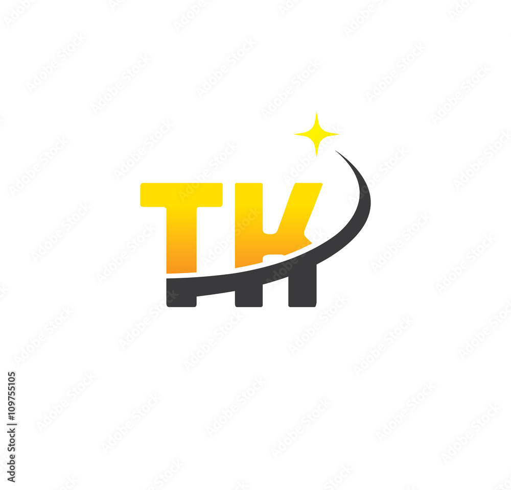 tk initial with swoosh and star Stock Vector | Adobe Stock