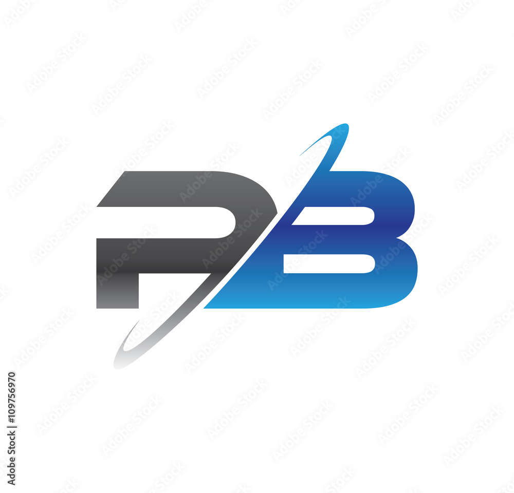 pb initial logo with double swoosh blue and grey Stock Vector | Adobe Stock