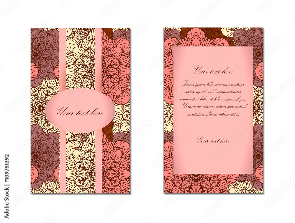 Cards with beautiful ornamental pattern. Vector illustration, can be ...