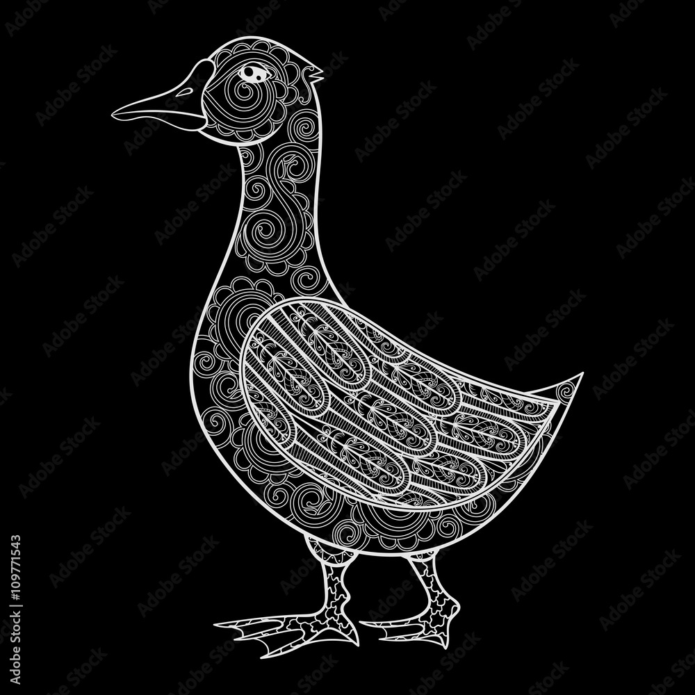Vector zentangle magic goose, print for adult anti stress colori Stock ...