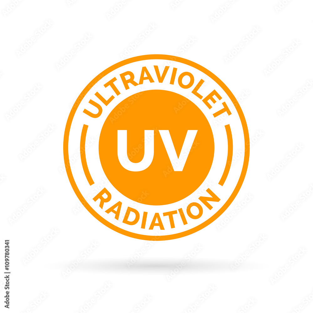 UV rays icon stamp design. Ultraviolet radiation symbol. UV SPF harmful ...