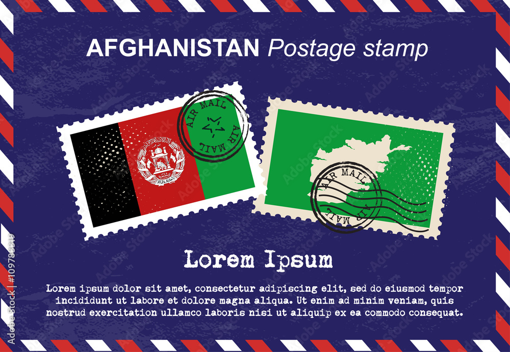 Afghanistan postage stamp, postage stamp, vintage stamp, air mail ...
