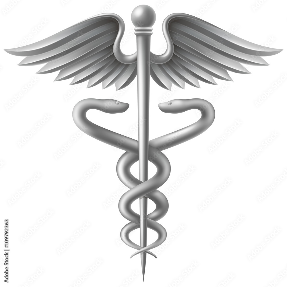 Silver Caduceus, vector illustration. Stock Vector | Adobe Stock