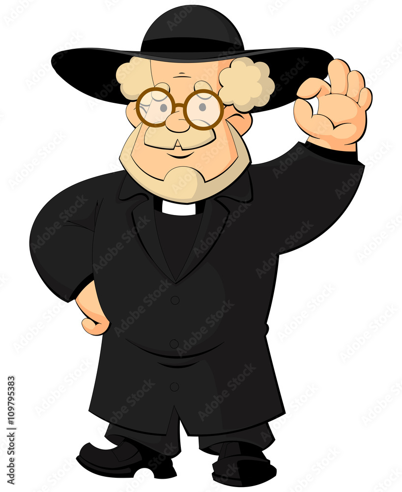 Cartoon Christian Catholic priest, pastor. Gesture OK. Stock Vector ...