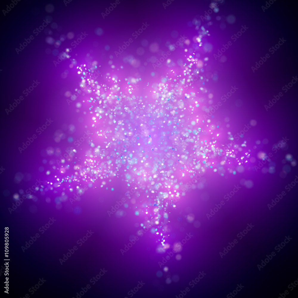 twinkling glitter with bokeh effect forming a star in shades of blue ...