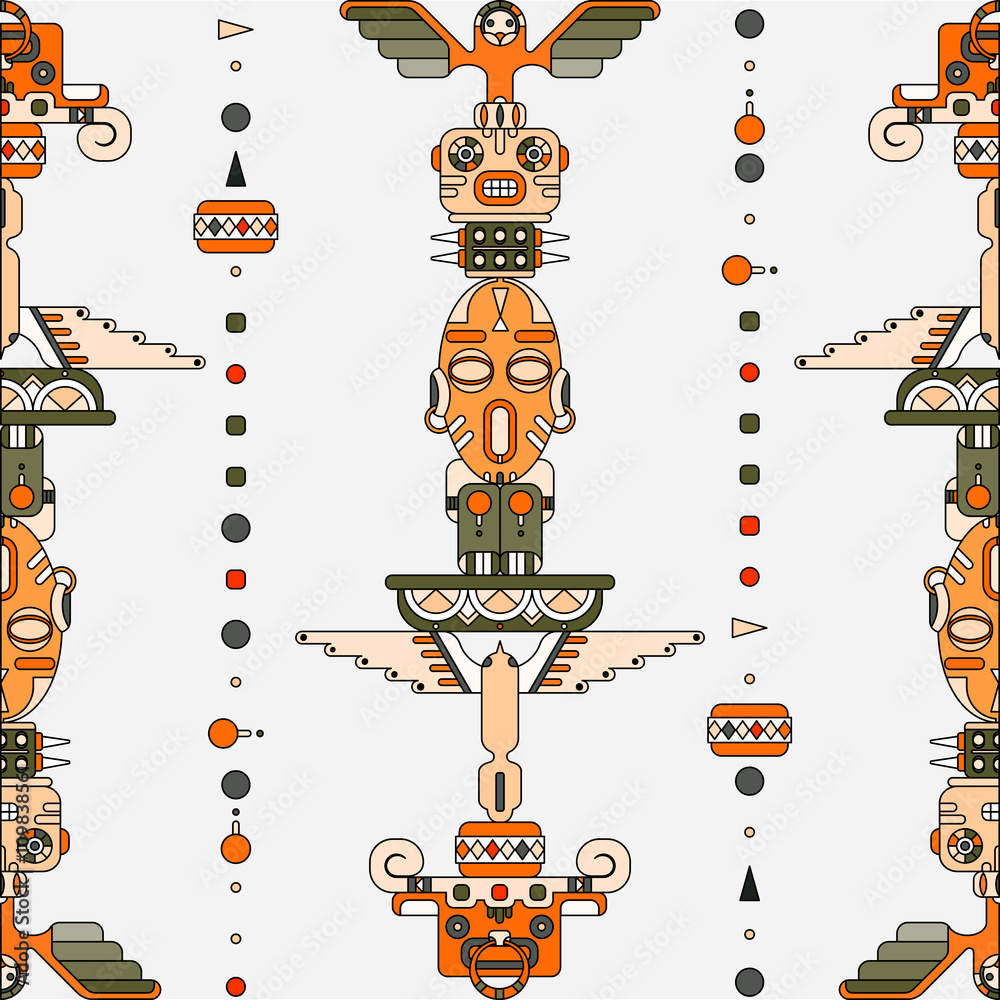 totem poles seamless pattern Stock Vector | Adobe Stock