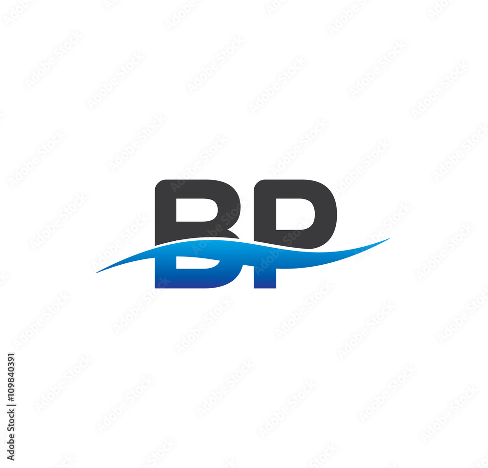 bp initial logo with swoosh blue and grey Stock Vector | Adobe Stock
