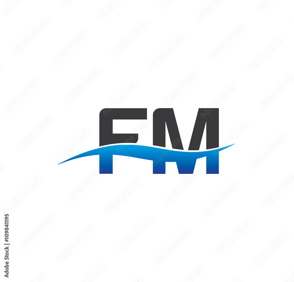 fm initial logo with swoosh blue and grey Stock Vector | Adobe Stock