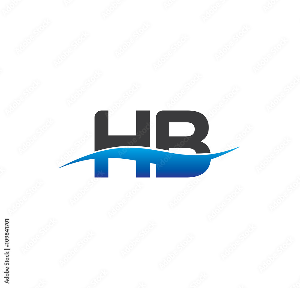 hb initial logo with swoosh blue and grey Stock Vector | Adobe Stock