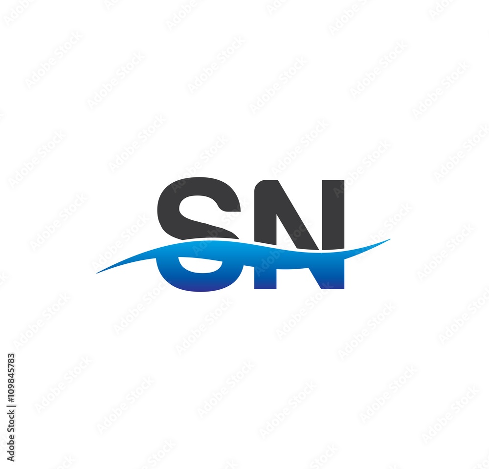 sn initial logo with swoosh blue and grey Stock Vector | Adobe Stock