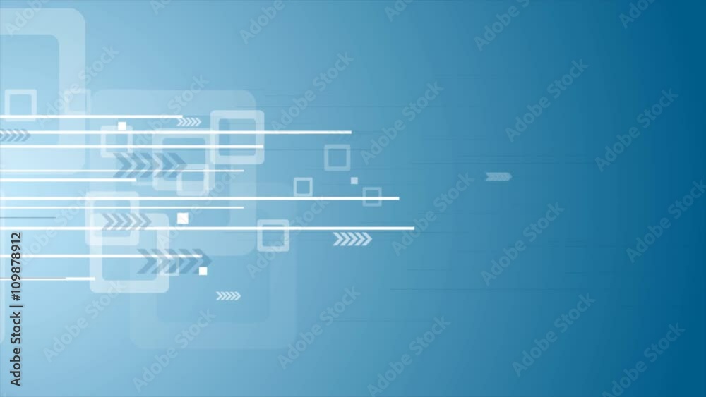 Bright blue technology motion background with arrows and squares. Video ...