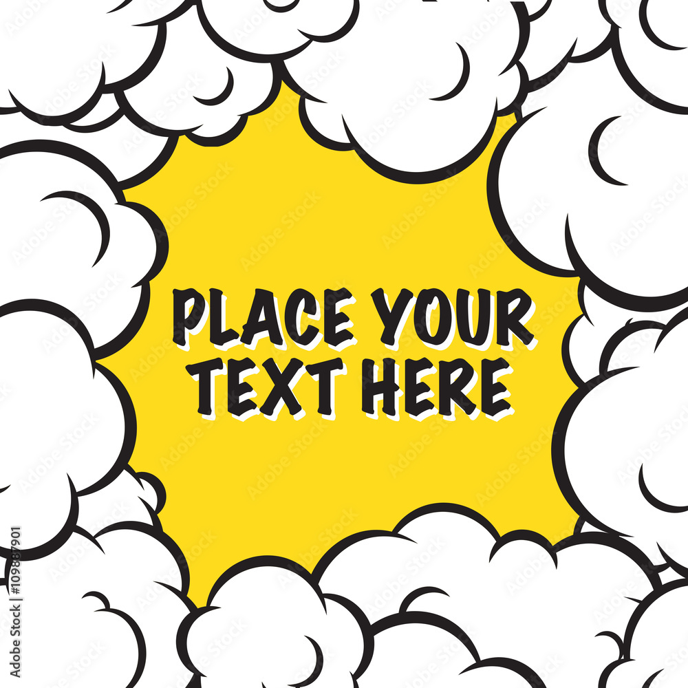 Cartoon pop art clouds frame vector background Stock Vector | Adobe Stock