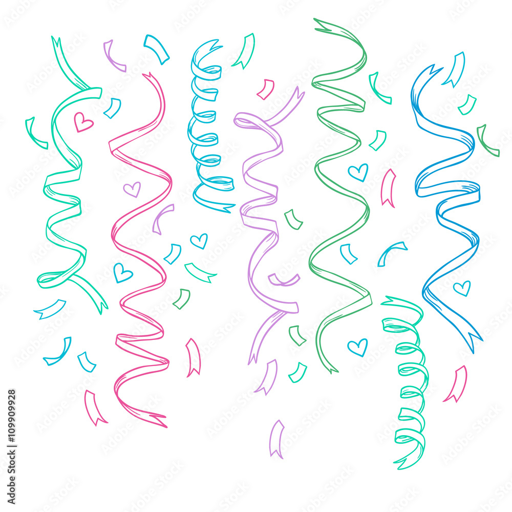 Hand-drawn vector illustration - Confetti. Elements for the crea Stock ...