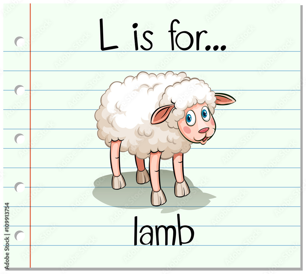 Flashcard letter L is for lamb Stock Vector | Adobe Stock