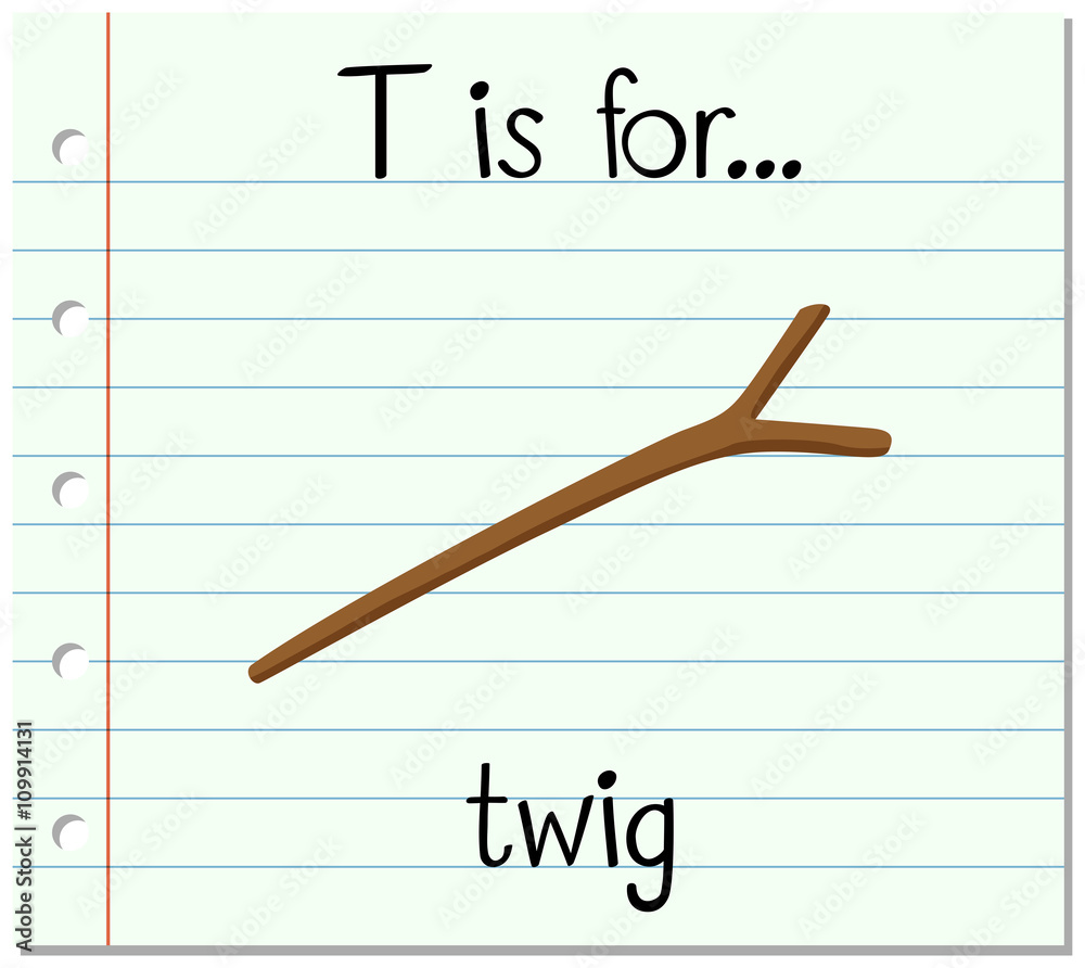 Flashcard letter T is for twig Stock Vector | Adobe Stock