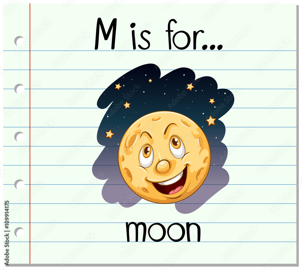 Alphabet M is for moon Stock Vector | Adobe Stock