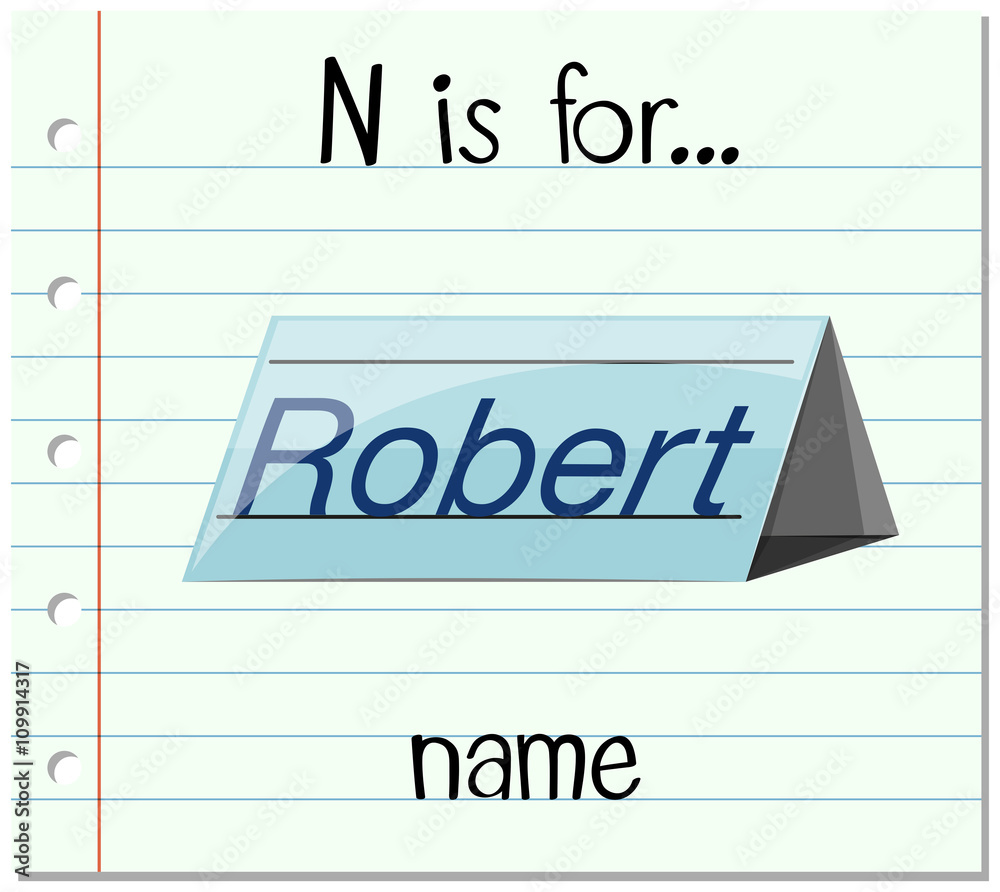 Flashcard letter N is for name Stock Vector | Adobe Stock