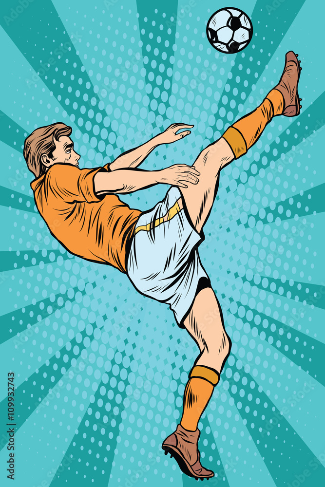 Football soccer player kick the ball Stock Vector | Adobe Stock