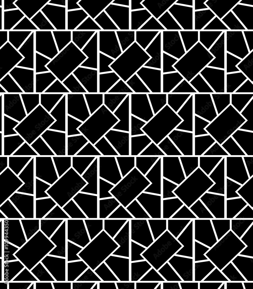 Abstract Seamless Black and White Art Deco Lattice Vector Pattern Stock ...