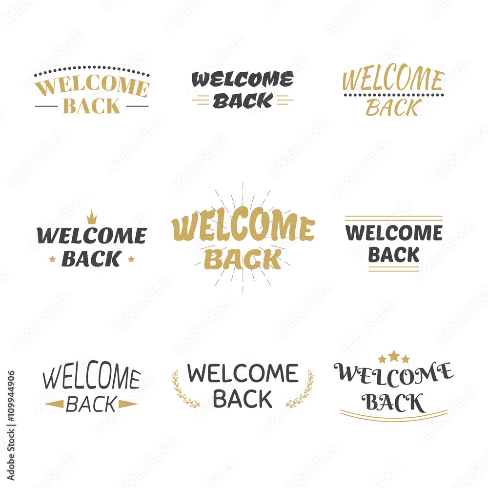 Welcome back design collection. Set of labels, emblems, stickers Stock ...